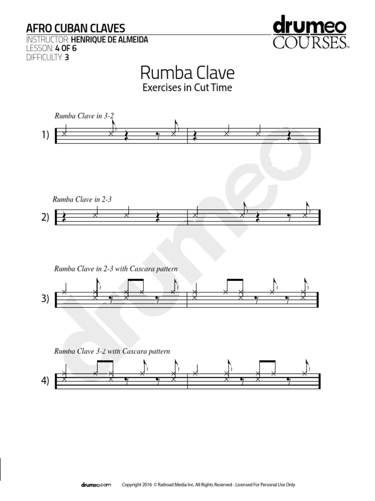 Rumba Clave: Afro Cuban Claves | PDF