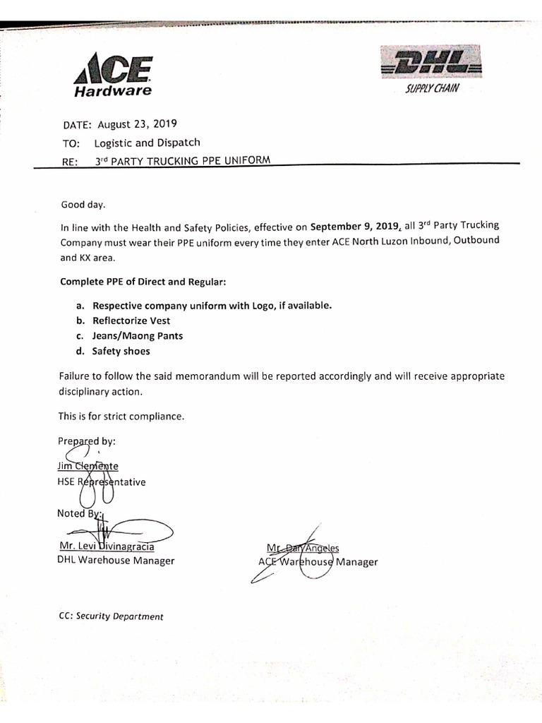 Ace Ppe Memo NL Balagtas - 201908231521581566544918985 | PDF