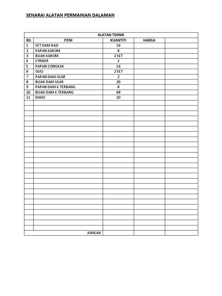 Senarai Alatan Permainan Dalaman | PDF