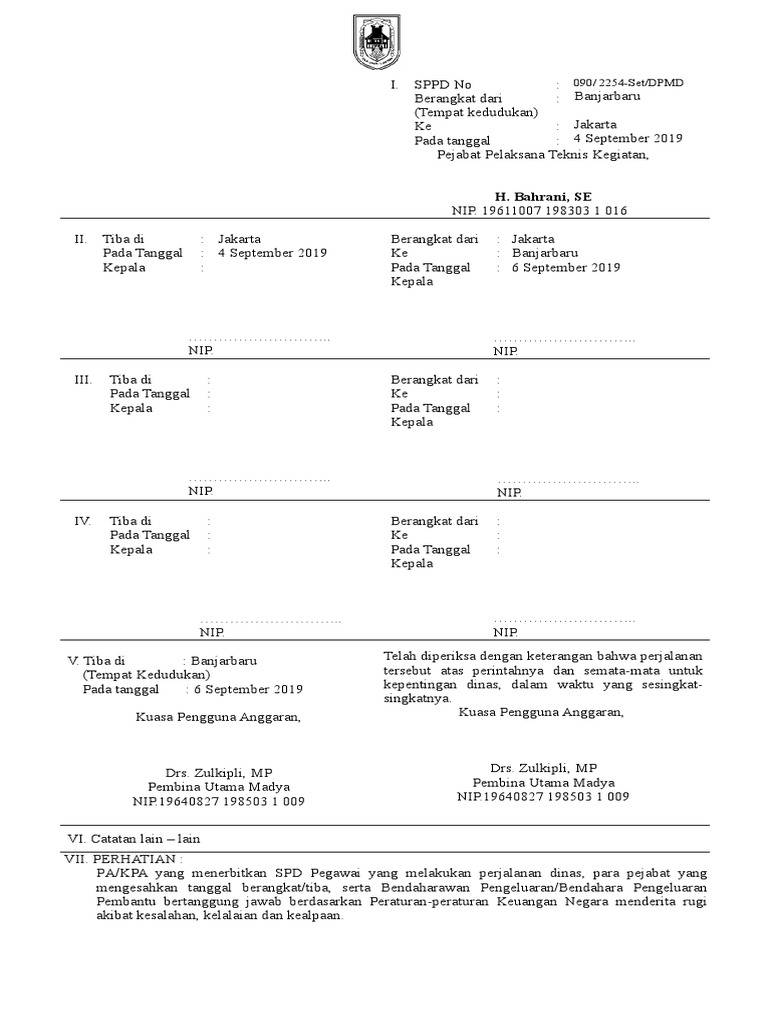 Blangko SPD Lembar Belakang | PDF