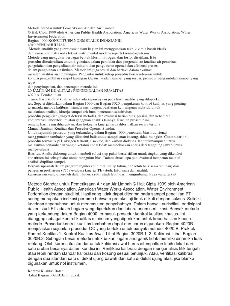 Metode Apha untuk Pengujian Air | PDF