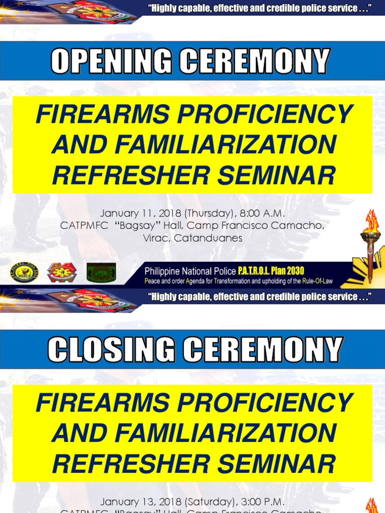 Firearms Proficiency and Familiarization Refresher Seminar | PDF
