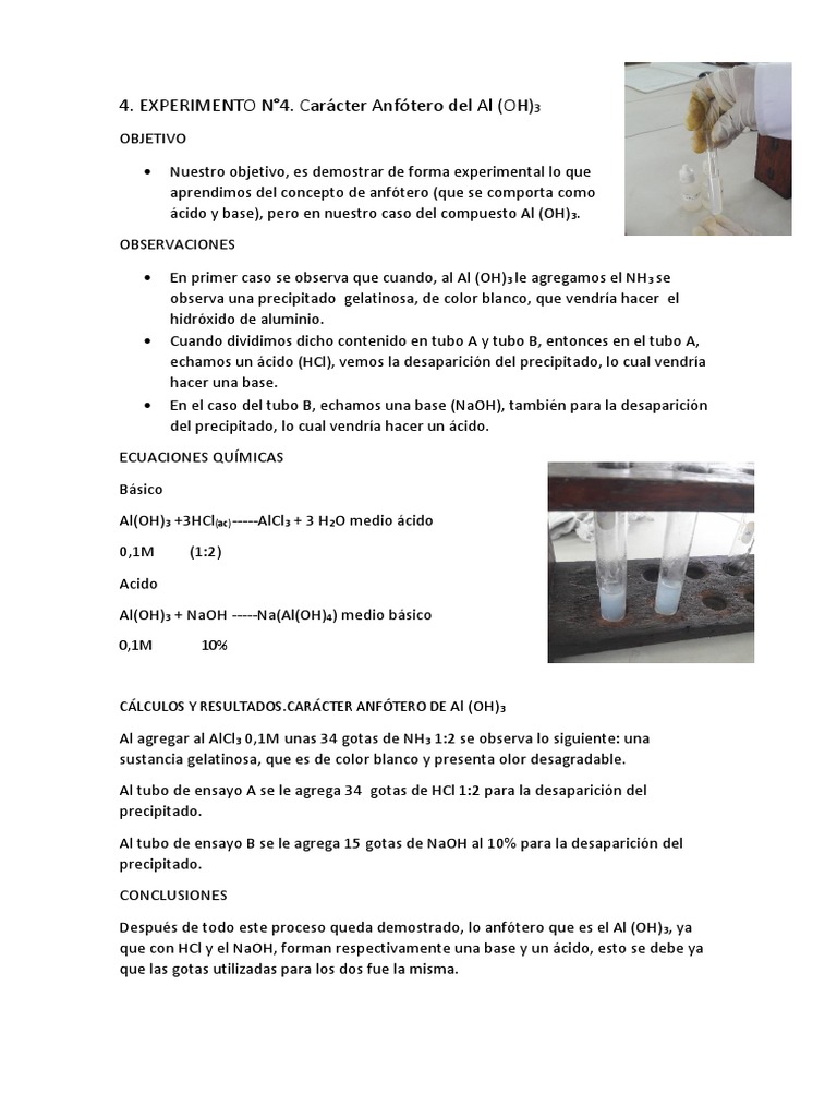 Anfotero | PDF | Hidróxido | Aluminio