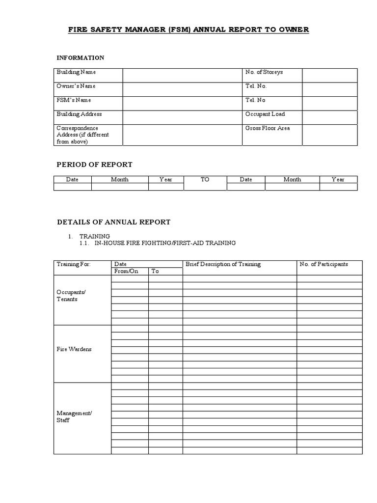 FSM Annual Fire Safety Report | PDF | Fire Safety | Risk Management