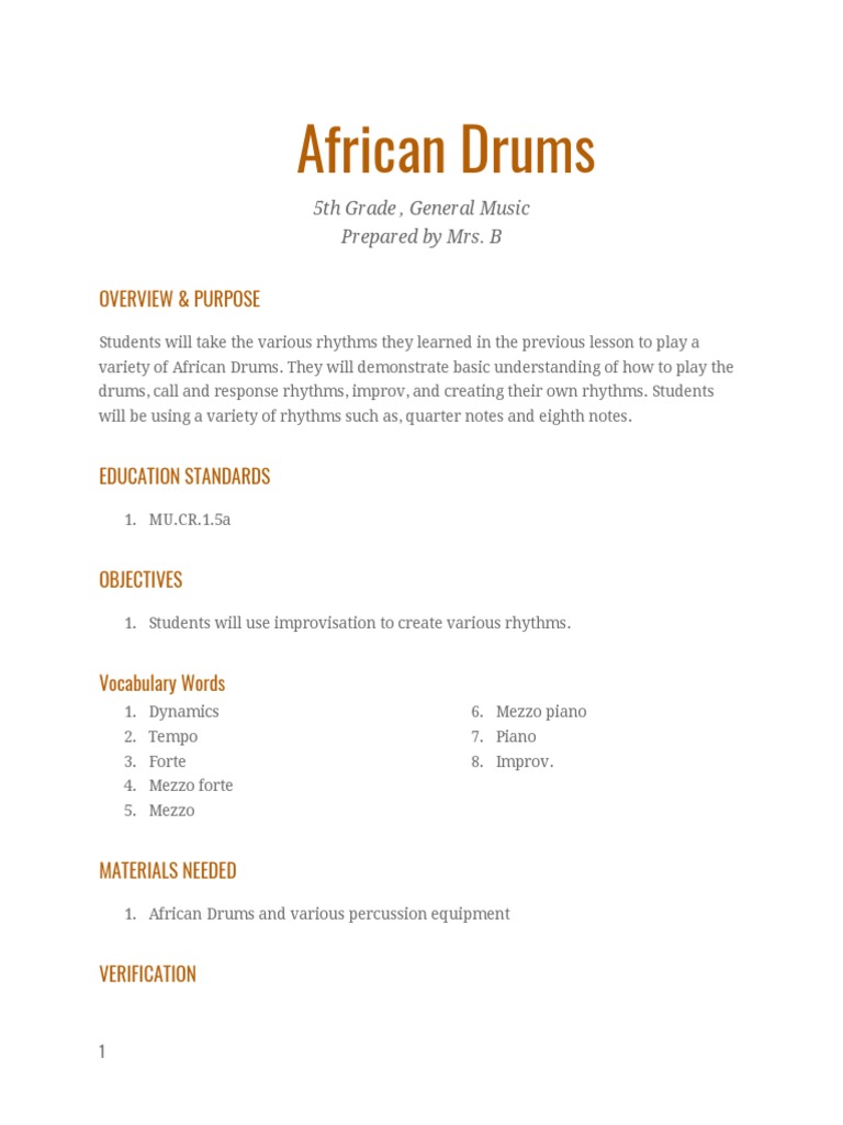 African Drumming Lesson | PDF