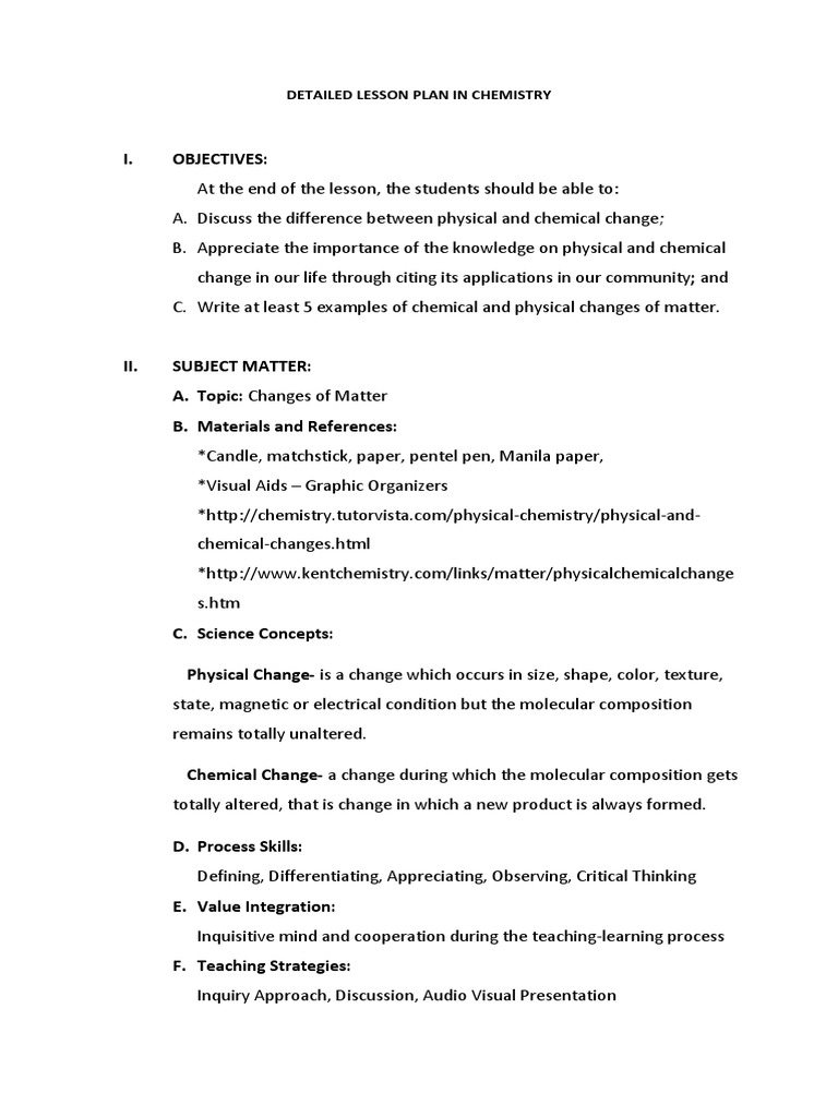 Detailedlessonplaninchemistry 130926234602 Phpapp01 | PDF | Matter | Gases
