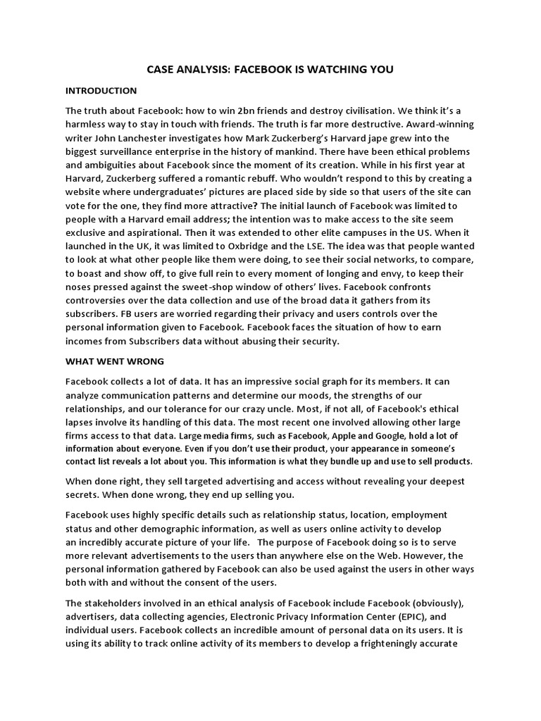 Facebook Case Study | PDF | Facebook | Privacy