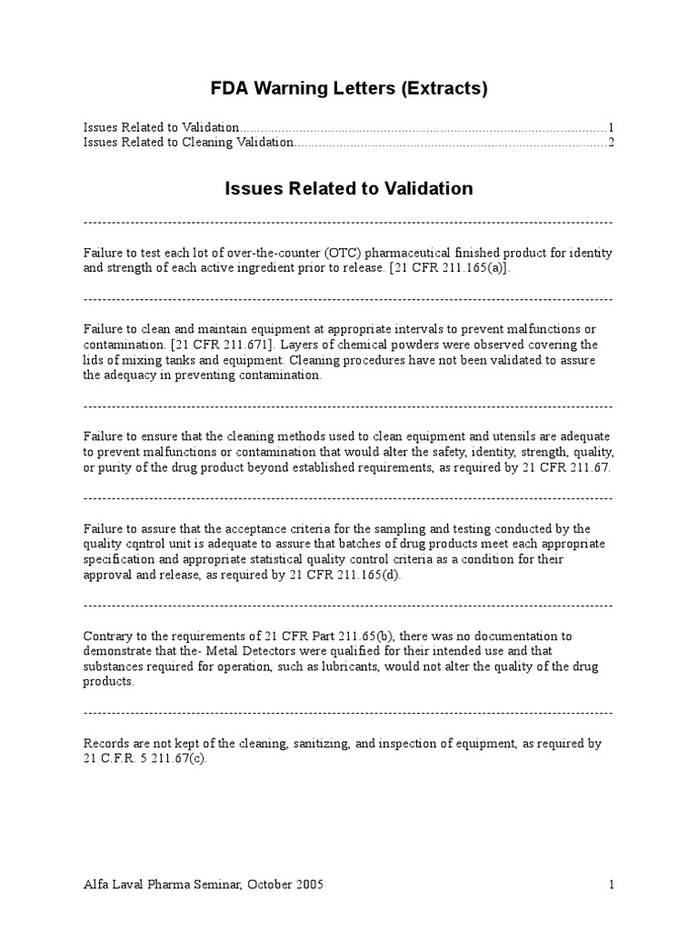 FDA Warnings Letters | PDF | Over The Counter Drug | Verification And ...
