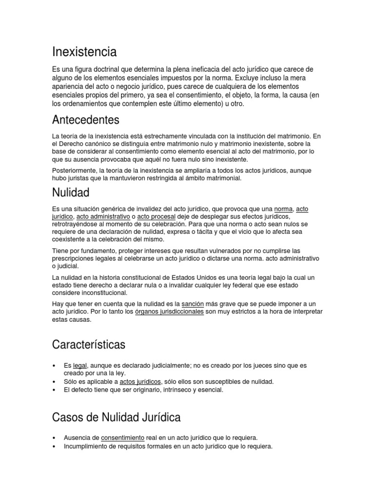Inexistencia y Nulidad Del Acto Juridico | PDF | Nulo (ley) | Instrumento jurídico