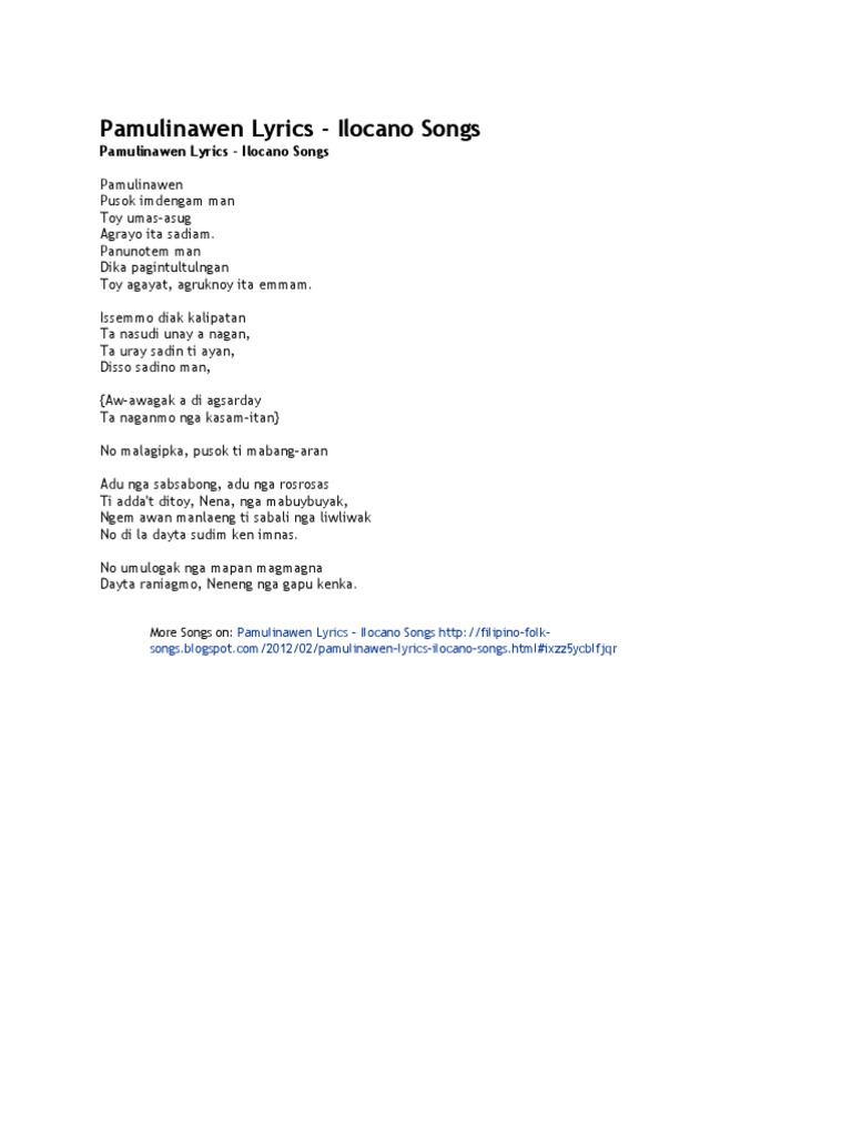 Pamulinawen Lyrics | PDF