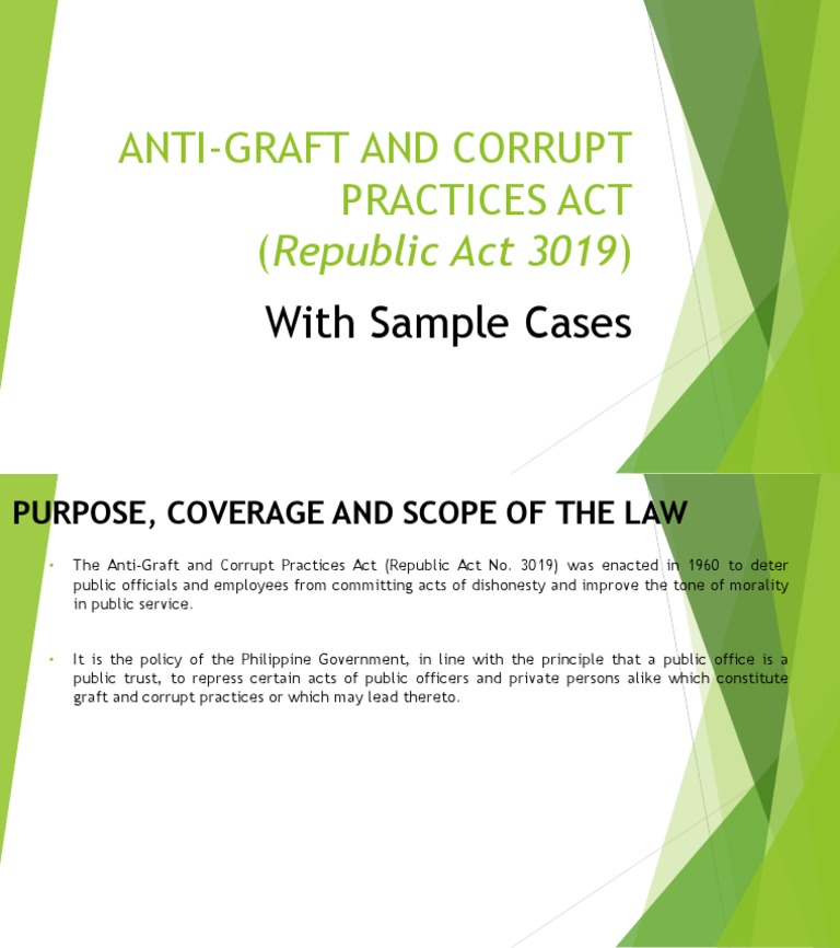 Anti-Graft and Corrupt Practices Act (Republic Act 3019) : With Sample ...