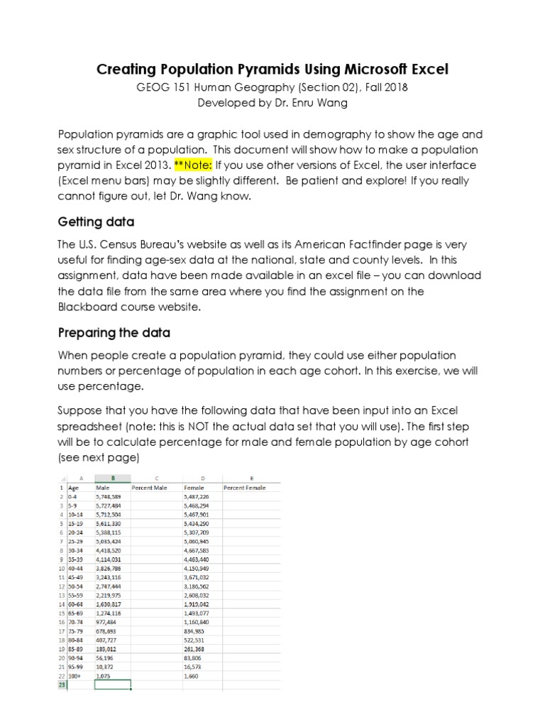 Creating Population Pyramids in Excel | PDF | Microsoft Excel | Spreadsheet