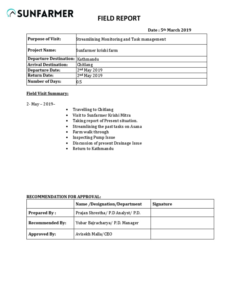 Field Report Format | PDF
