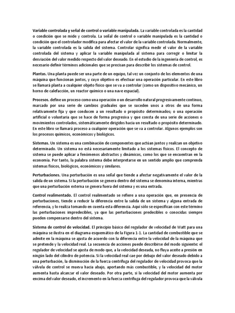 Variable Controlada y Señal de Control o Variable Manipulada | PDF ...