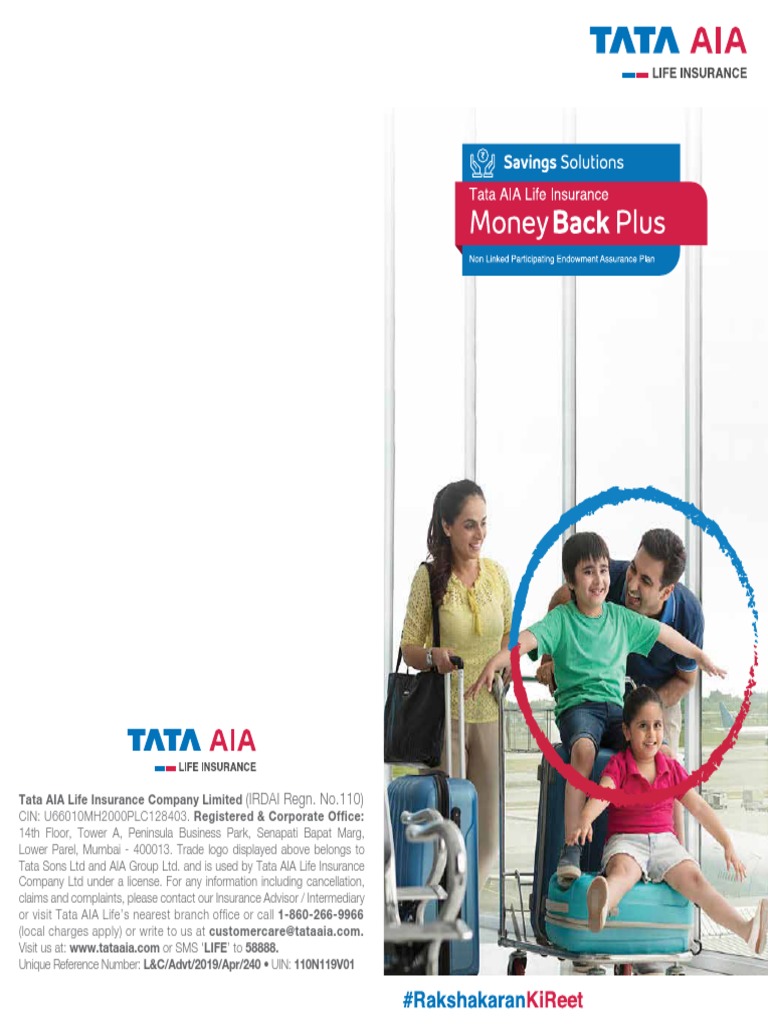 Tata AIA Life Insurance MoneyBackPlus Brochure | PDF | Life Insurance ...