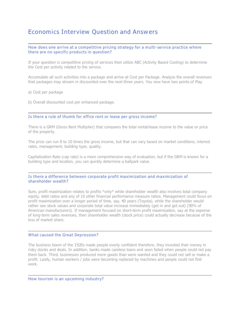 Economics Interview Question and Answers | PDF | Fixed Exchange Rate ...