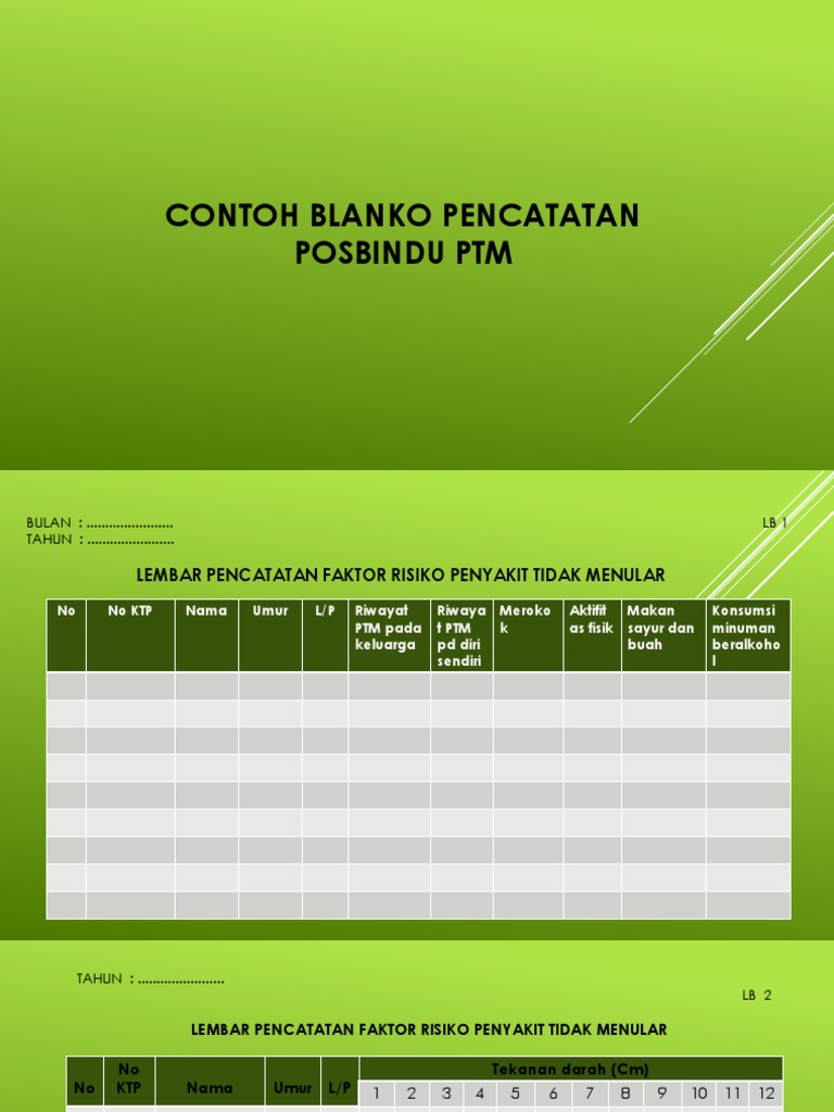 Contoh Blanko Pencatatan Posbindu PTM | PDF