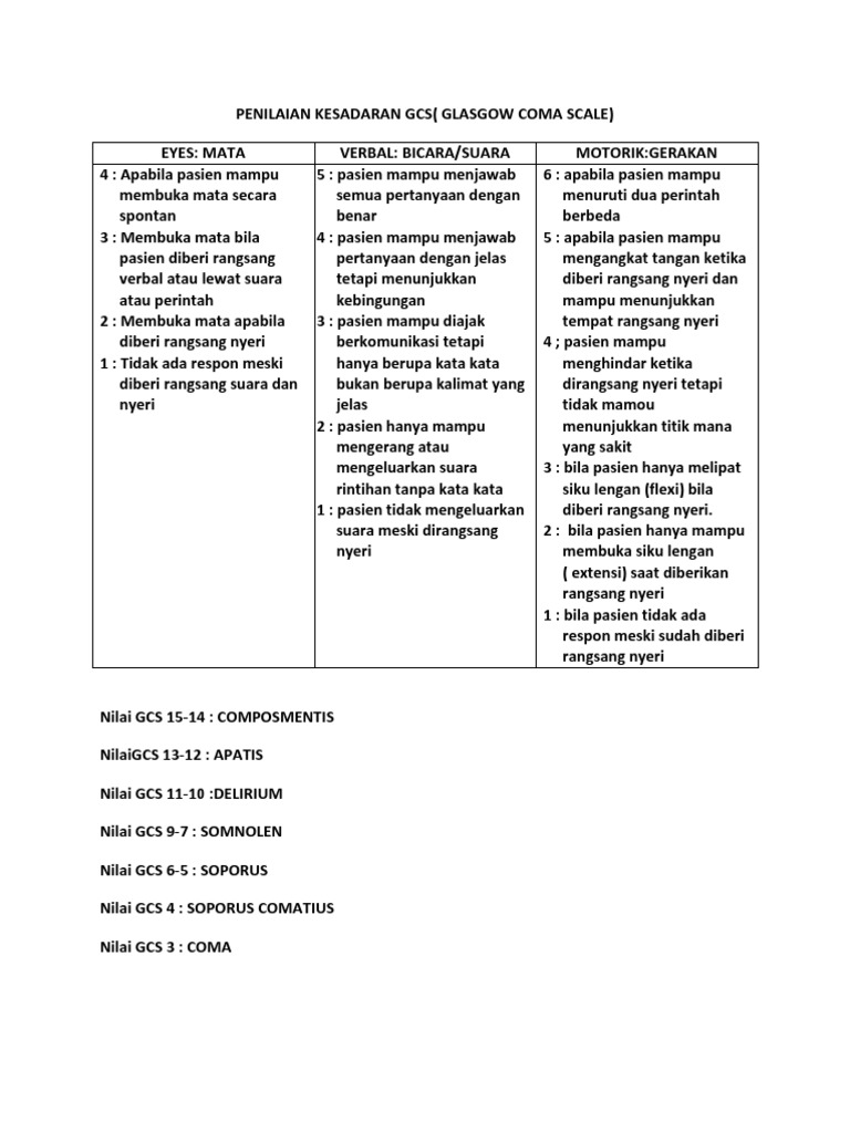 Penilaian Kesadaran Gcs | PDF