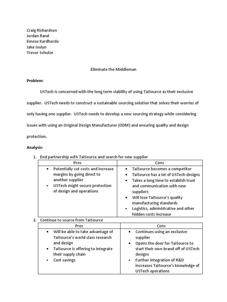 Eliminating The Middleman | PDF | Supply Chain | Risk