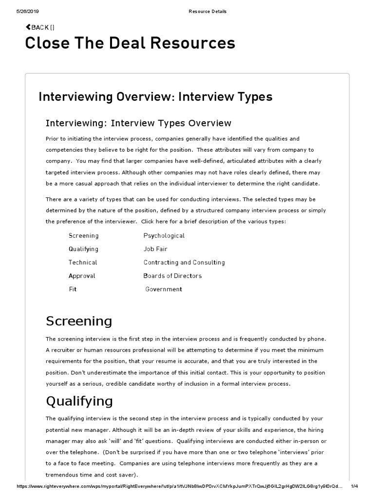 Interviewing Overview - Interview Types | PDF | Board Of Directors ...