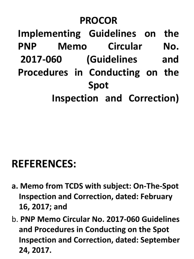 PROCOR Implementing Guidelines On The PNP Memo Circular | PDF ...