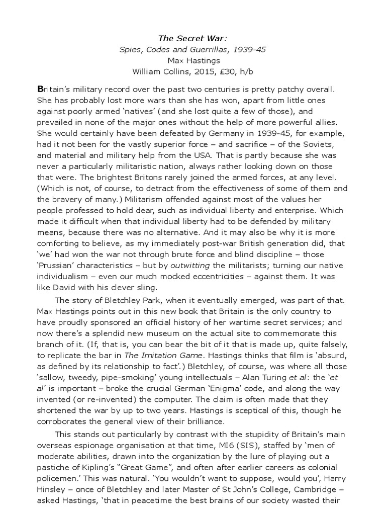 Spies, Codes and Guerrillas, 1939-45: The Secret War | PDF | Secret ...