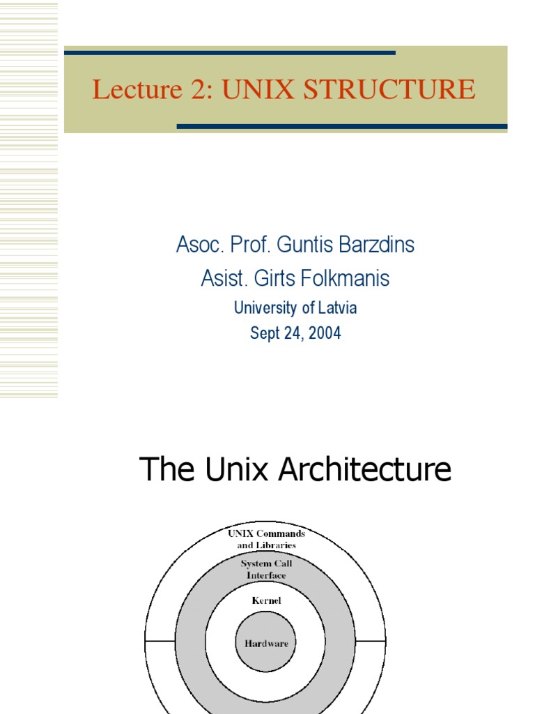 Lecture 2: Unix Structure: Asoc. Prof. Guntis Barzdins Asist. Girts Folkmanis | PDF | Input ...
