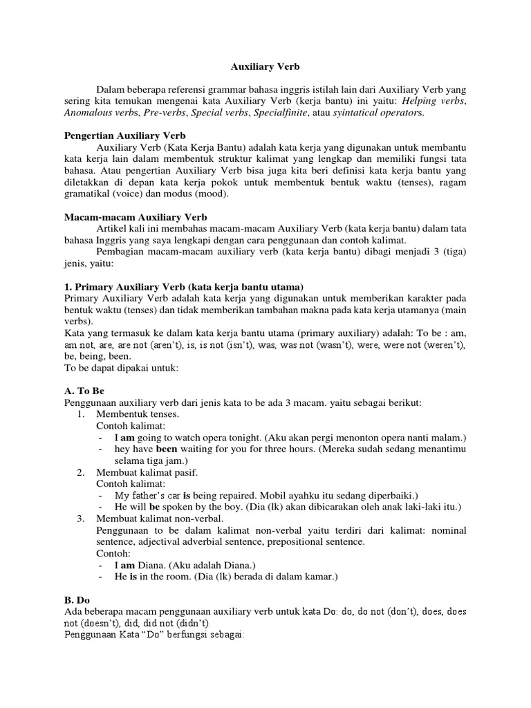 Auxiliary Verb | PDF