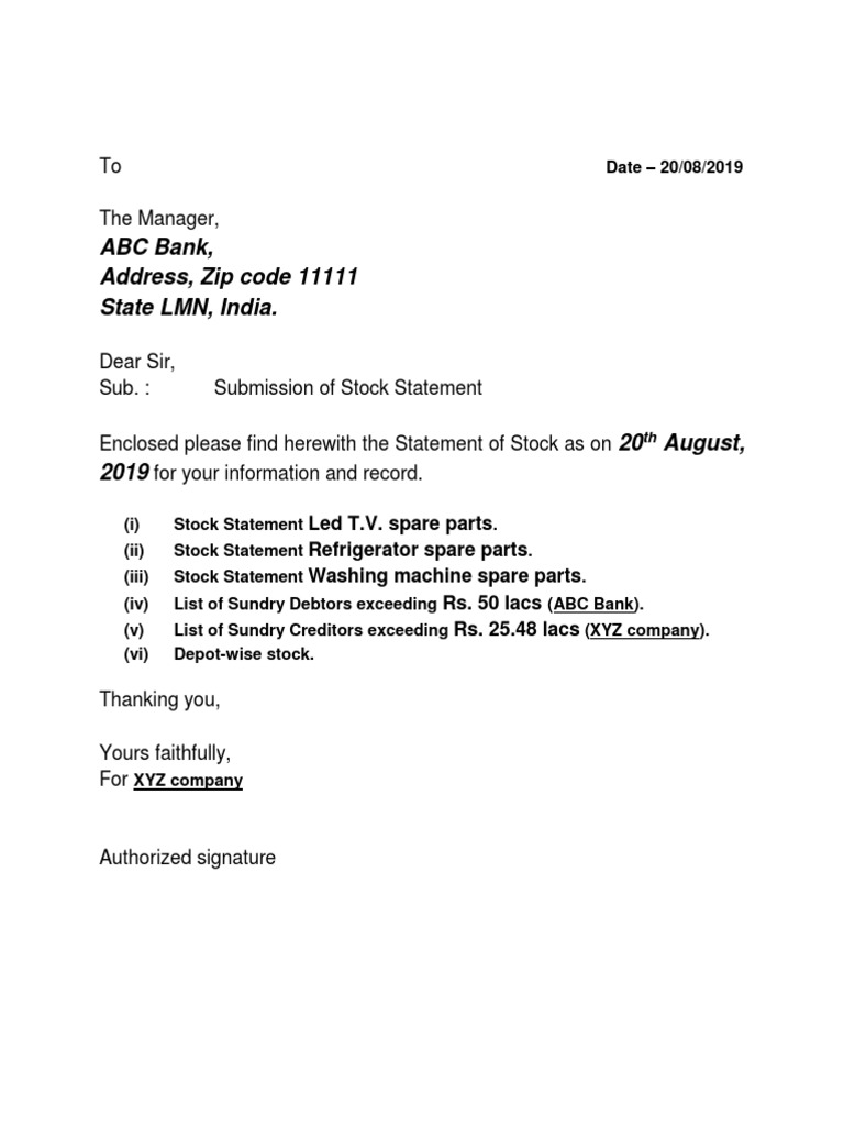 Stock Statement Application For Bank | PDF