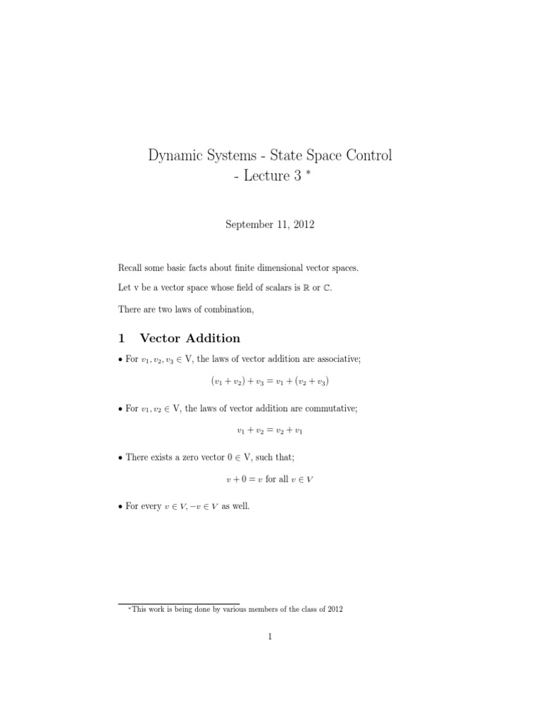 Dynamics Systems State Space Control | PDF | Eigenvalues And Eigenvectors | Basis (Linear Algebra)