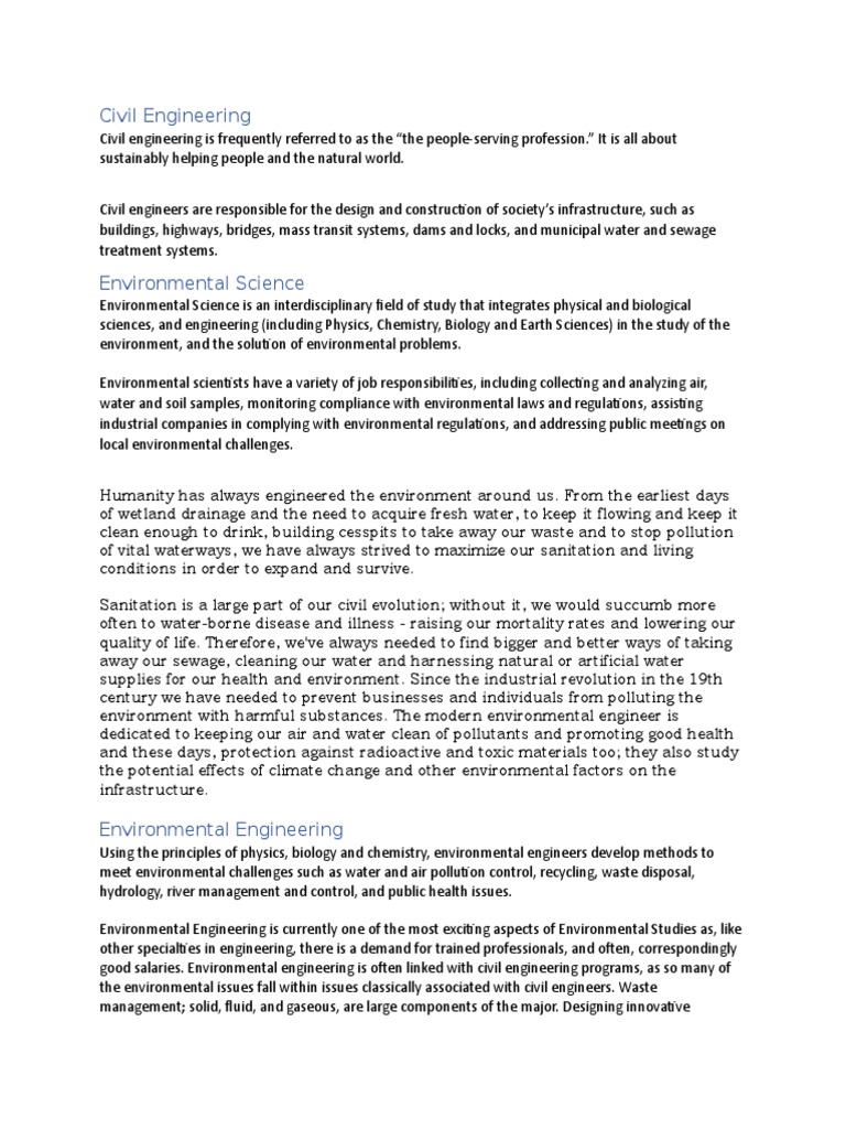Civil Engineering and Environmental Science | PDF | Environmental ...
