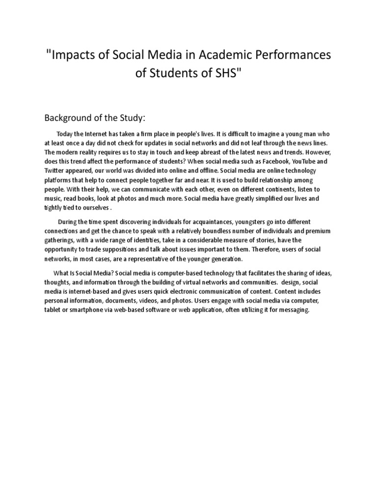 Impacts of Social Media in Academic Performances of Students of SHS ...