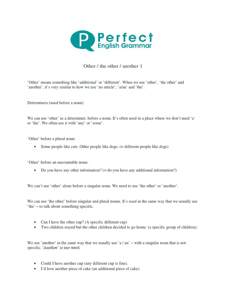 Other / The Other / Another 1 | PDF | Noun | Plural