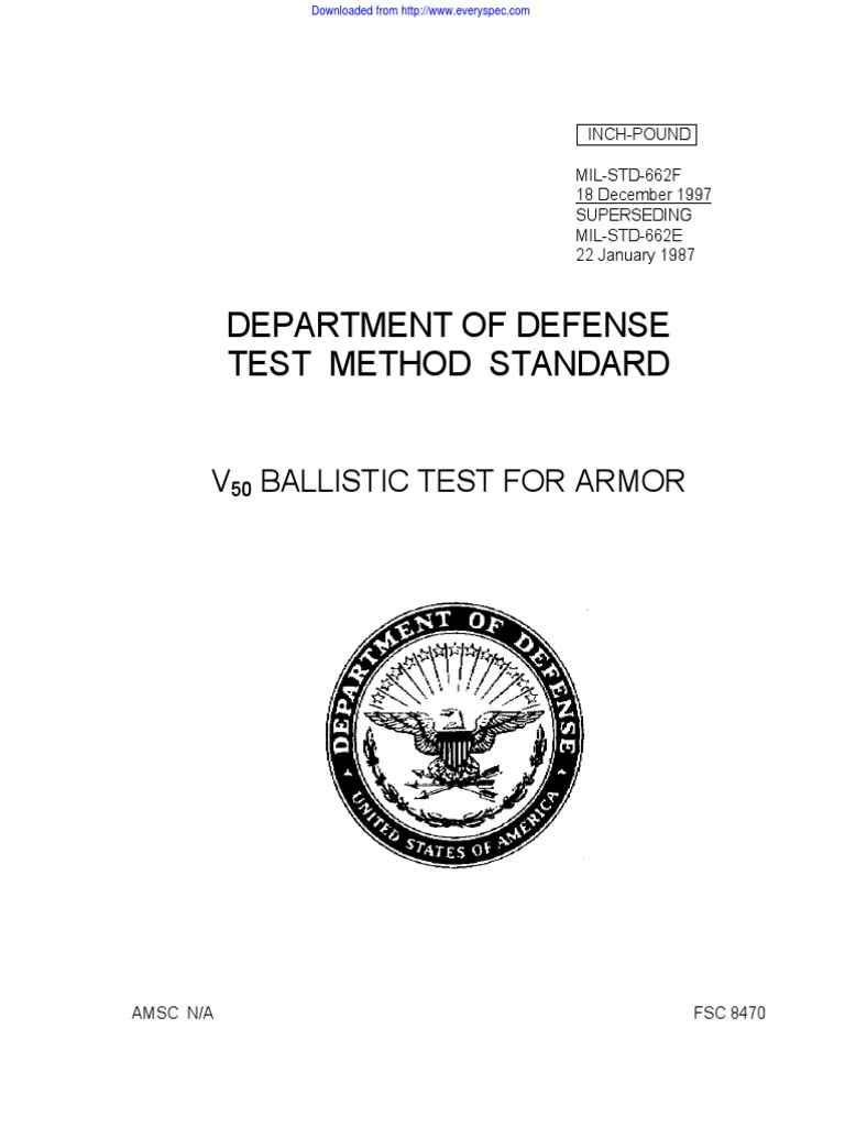 V50 Ballistic Test Standard MIL-STD-662F | PDF | Projectiles | Ammunition