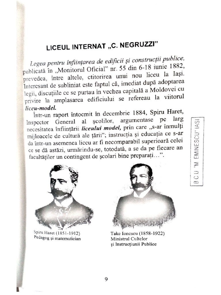 Liceul C. Negruzzi Iasi | PDF