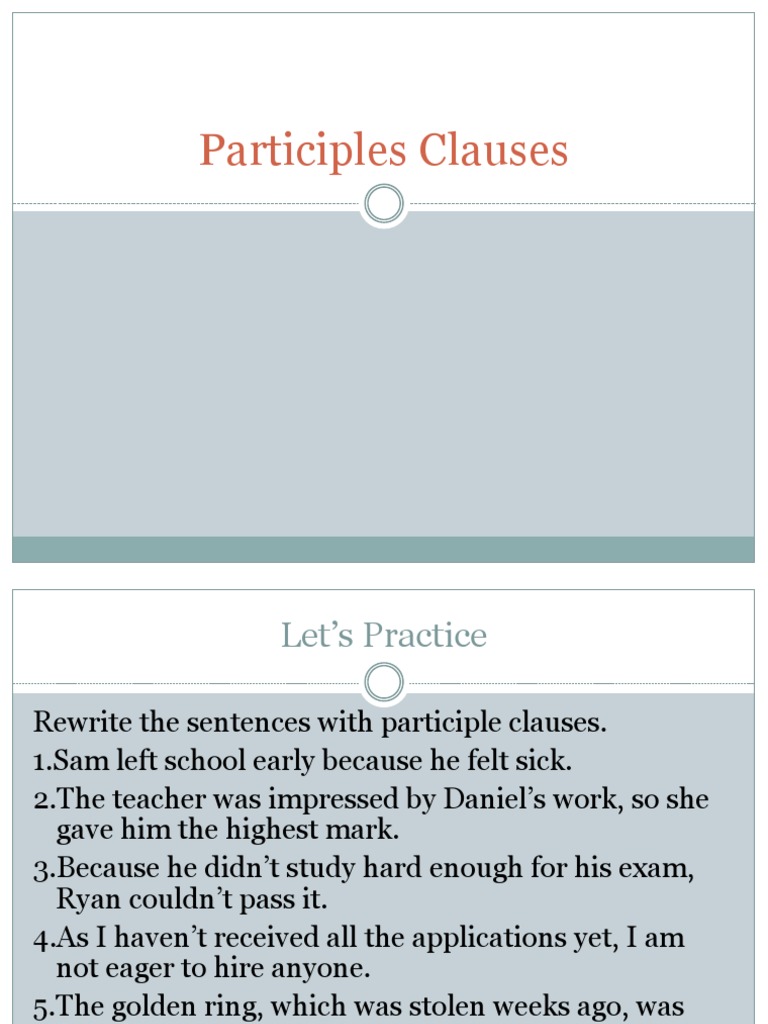 Participles Clauses | PDF
