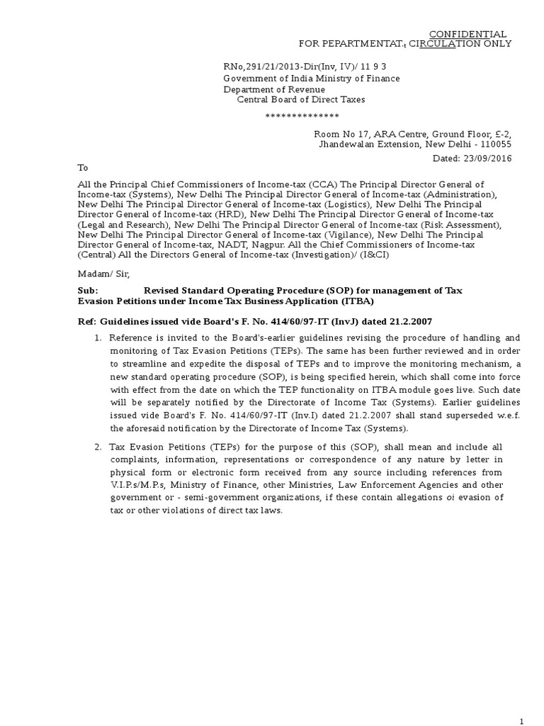 TEP SOP-New-23 - 09. 2016 PDF | PDF | Taxes | Government