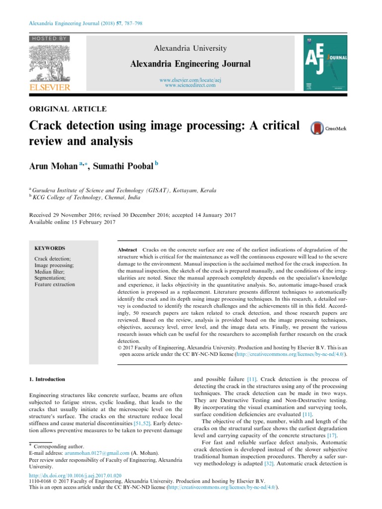 Crack Detection Using Image Processing: A Critical Review and Analysis ...