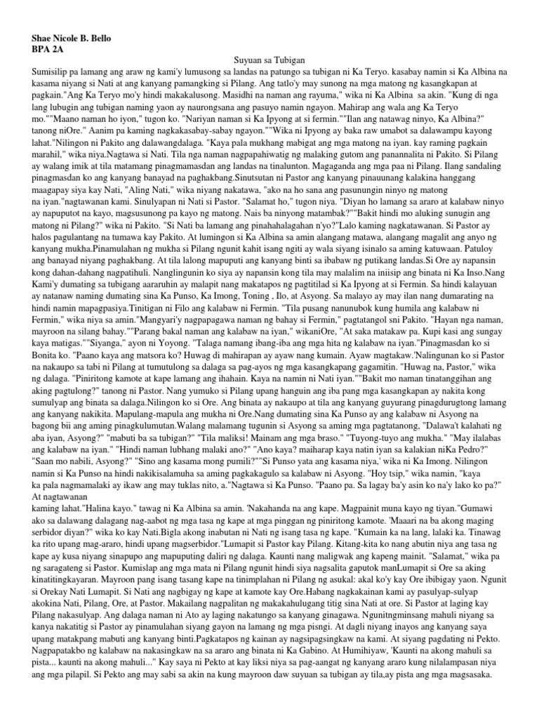 Suyuan Sa Tubigan | PDF