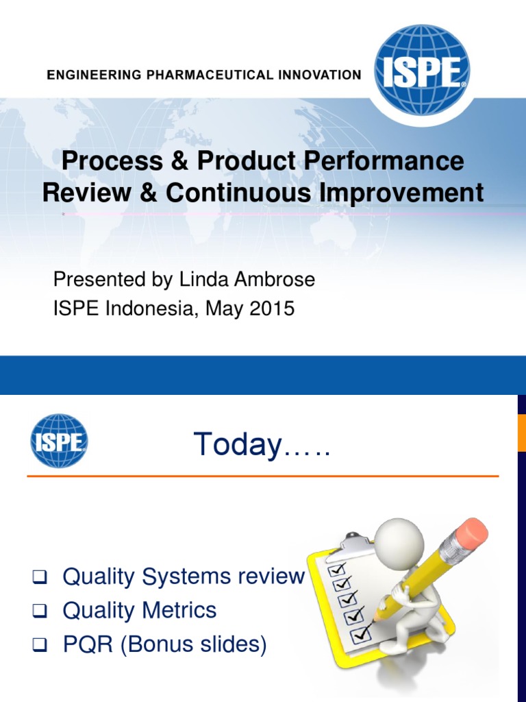 ISPE - Indo - Process & Product Review & CI | PDF | Performance ...