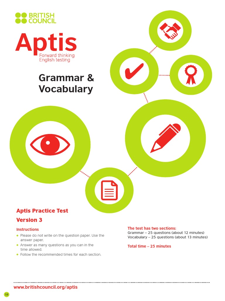 APTIS Practice Tests Book Páginas 60 76,98 105 | Question