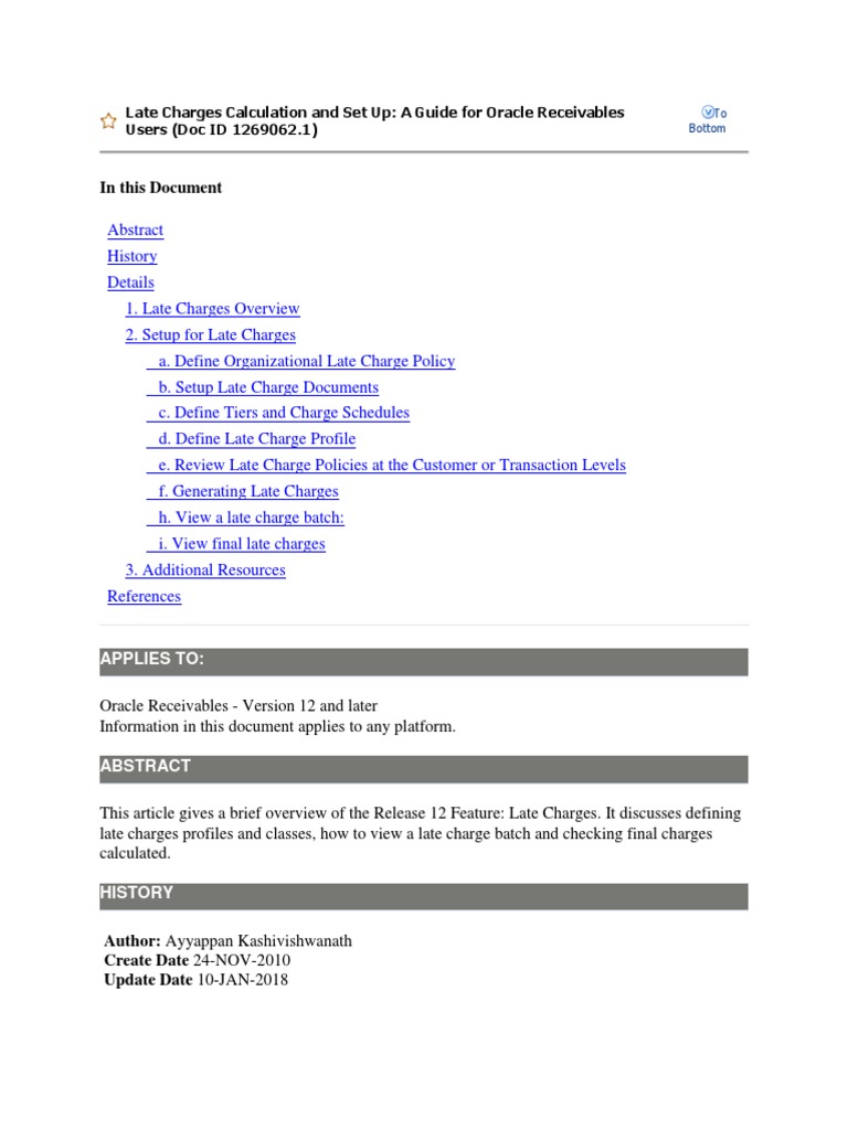 Late Charges Setup in Oracle Receivables | PDF | Invoice | Financial ...