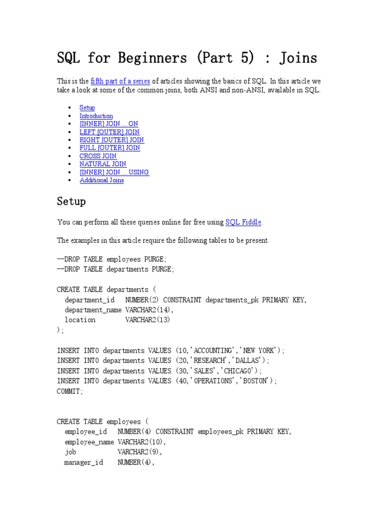 Oracle SQL Joins Explained | PDF | Information Technology Management ...