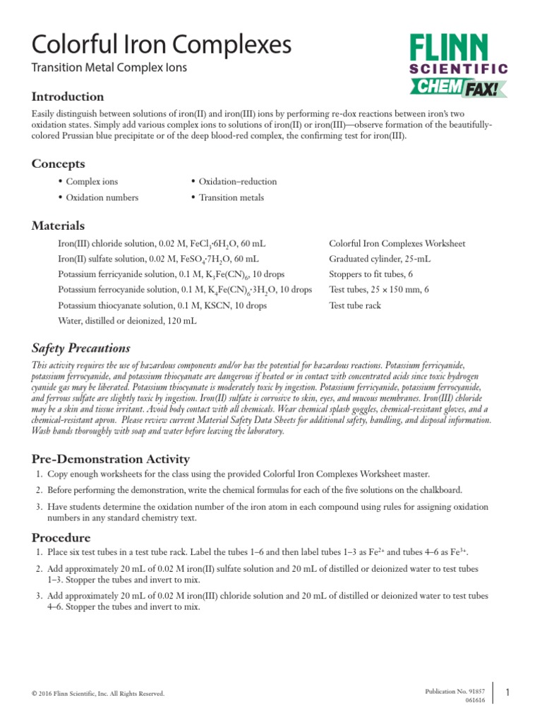 Colorful Ion Complexes | PDF | Iron | Cyanide