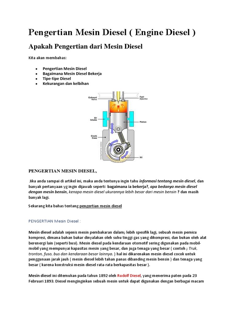 Pengertian Mesin Diesel | PDF