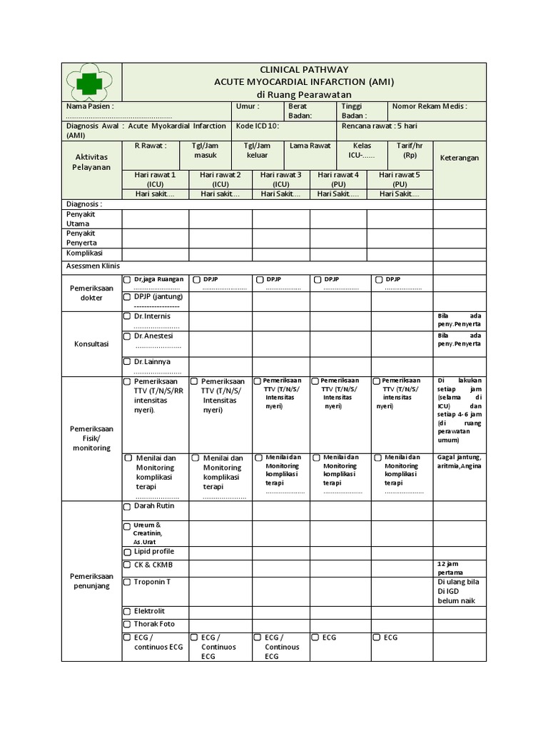 Clinical Pathway Acute Myocardial Infarction (Ami) Di Ruang Pearawatan ...