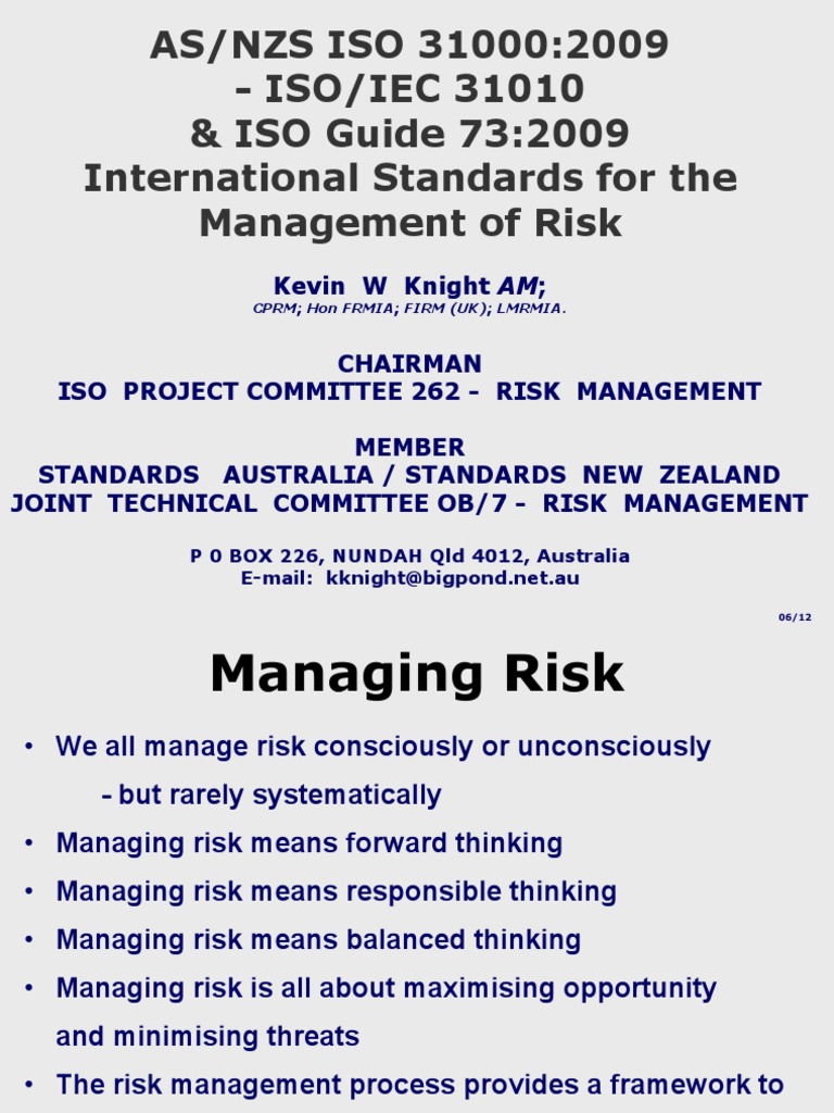 ISO 31010 New Standards For Risk Managament | PDF | Risk Management ...