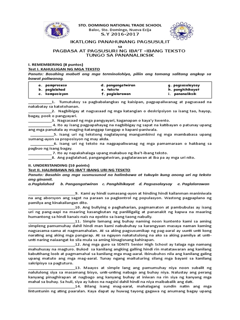 Third Quarter Pagbasa-Finale | PDF
