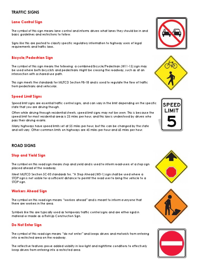 Traffic Signs and Road Signs | PDF