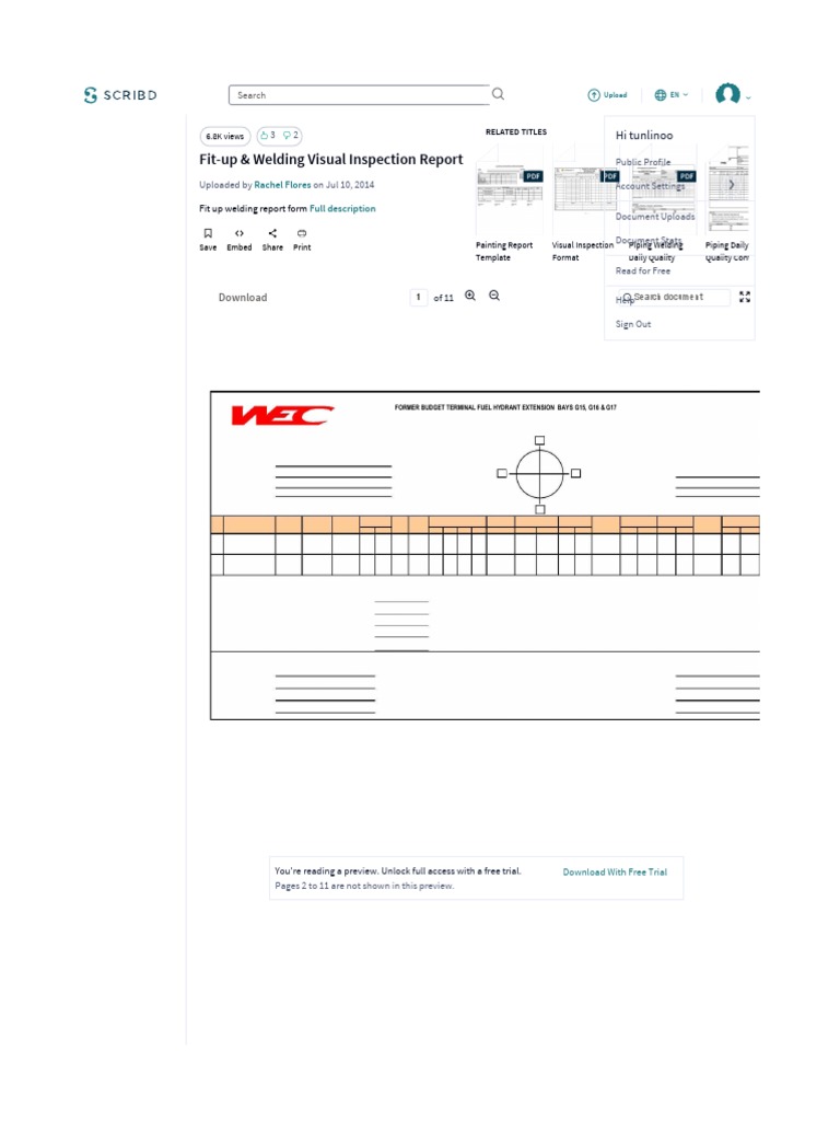 Fit-Up & Welding Visual Inspection Report: Download | PDF